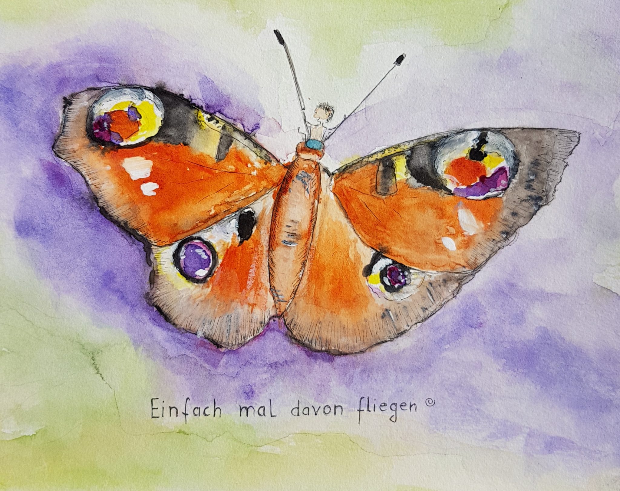 Kunstdruck "Einfach mal davon fliegen" • Heilsames Intuitives Malen